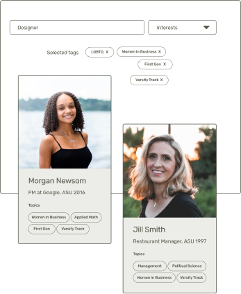 Two people connecting